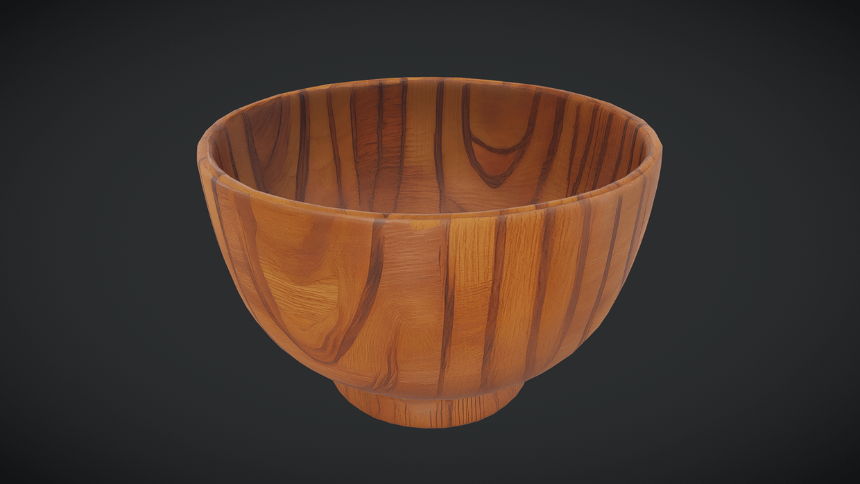 Wooden Bowl 2 - Low Poly PBR 3D Model with 4K Textures