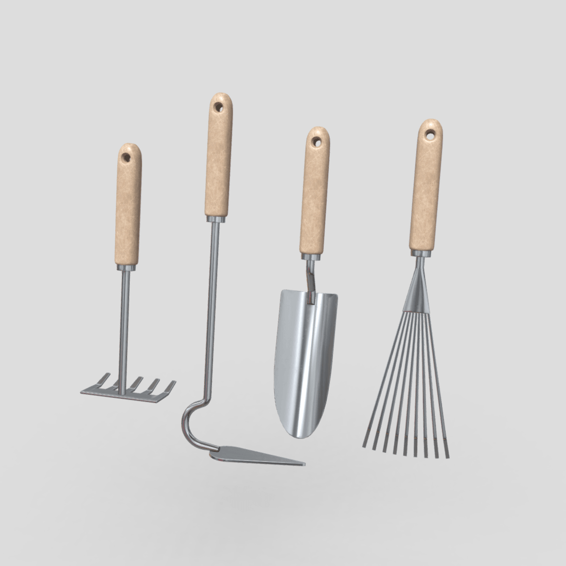 Hand Gardening Tools Pack - low poly PBR 3d model
