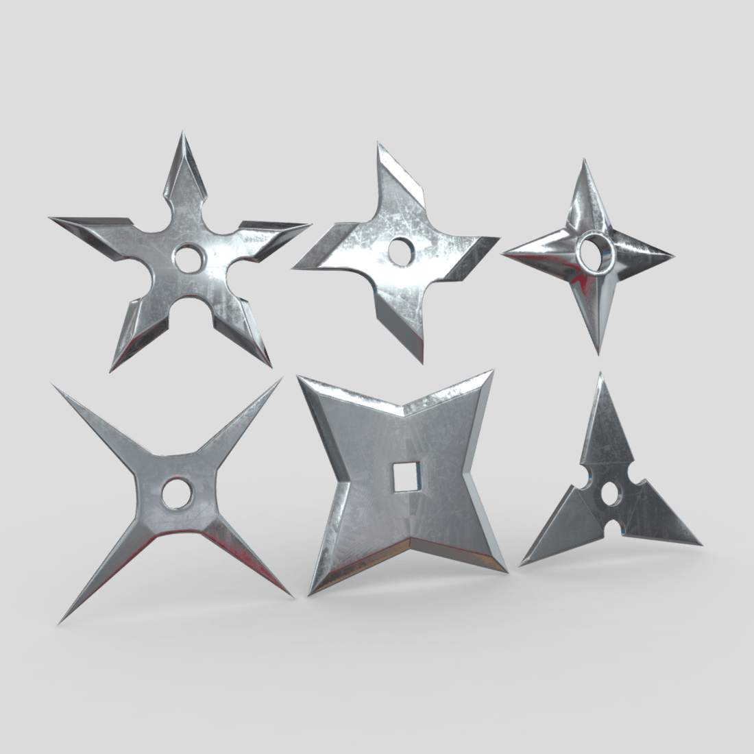 Shuriken Pack - low poly PBR 3d model