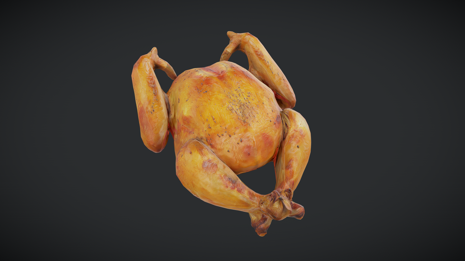 Roasted Chicken - Low Poly PBR 3D Model with 4K Textures