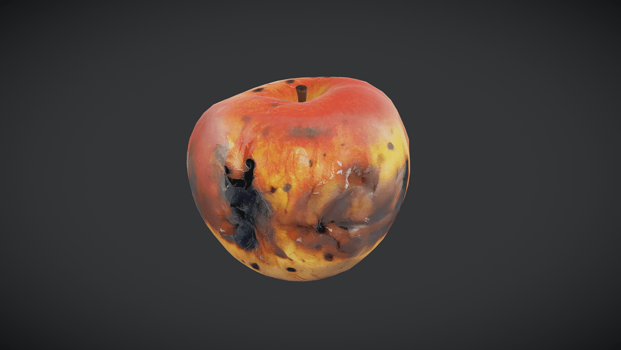 Rotten Apple 3 - Low Poly PBR 3D Model with 4K Textures