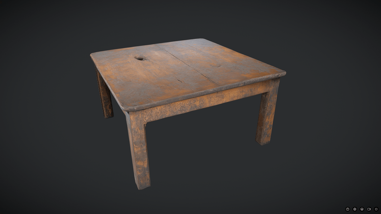 Decayed Wooden Table 2 - Low Poly PBR 3D Model with 4K Textures