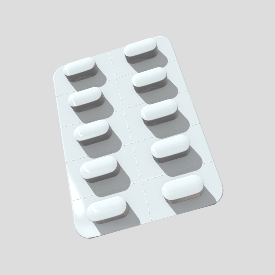 Pills in blister 2 - low poly PBR 3d model