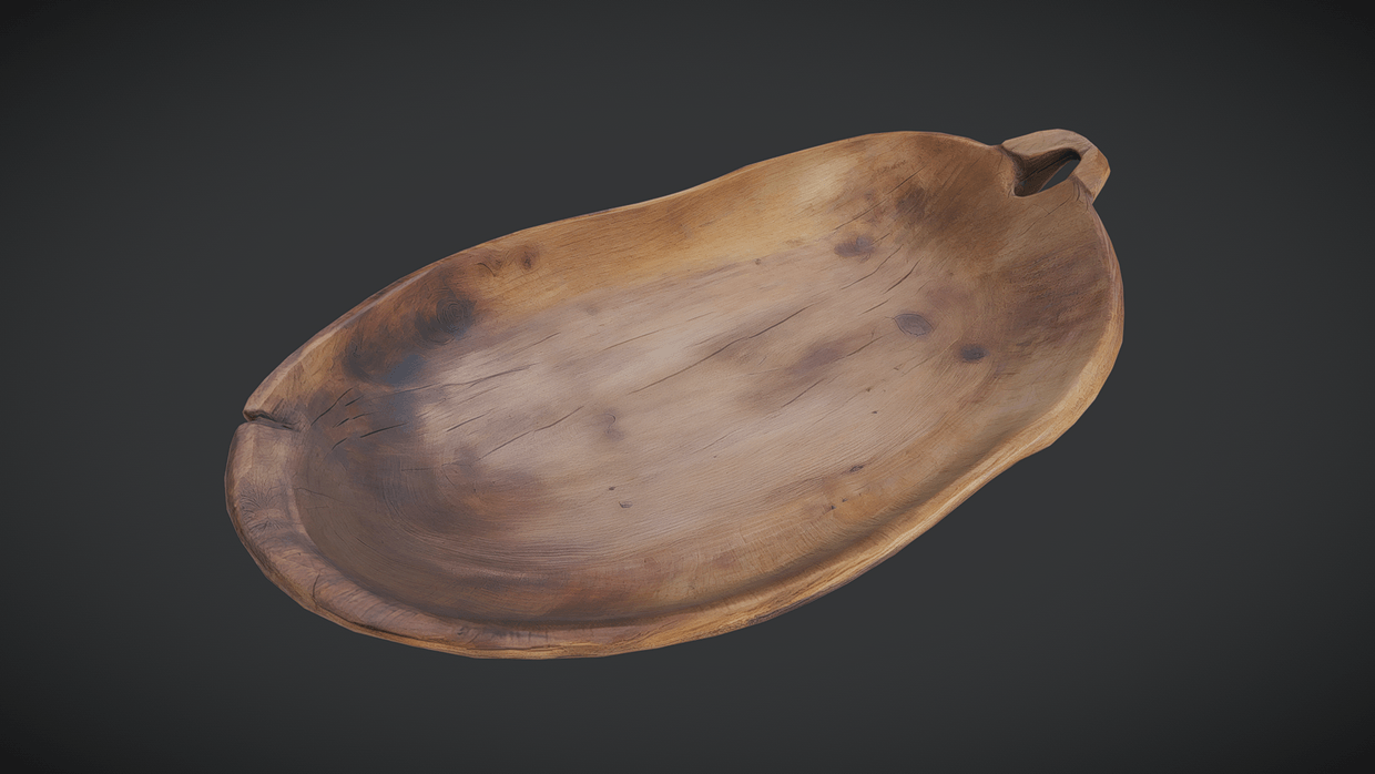 Wooden Tray 2 – Low Poly Rustic PBR 3D Model