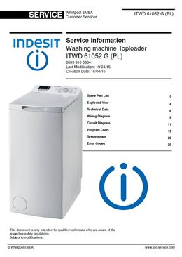 Whirlpool ADPL 7470 IX Dishwasher Service Information