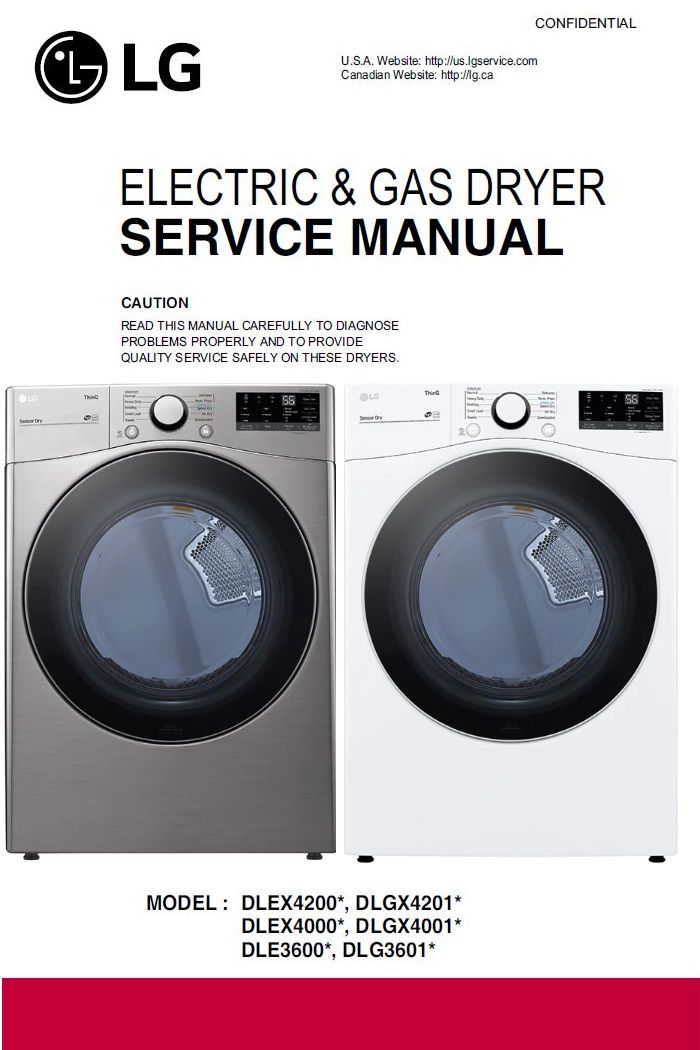 LG DLE3600 DLG3601 Dryer Service Manual