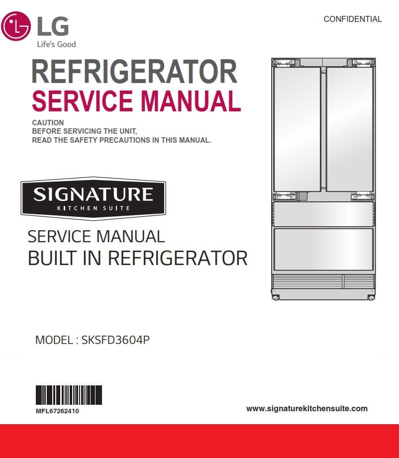LG SKSFD3604P Built-In Refrigerator Service Manual & Repair Guide