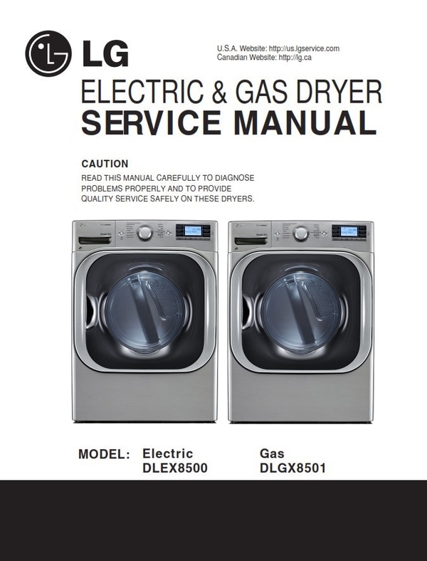 LG DLGX8501V DLGX8501W Dryer Service Manual