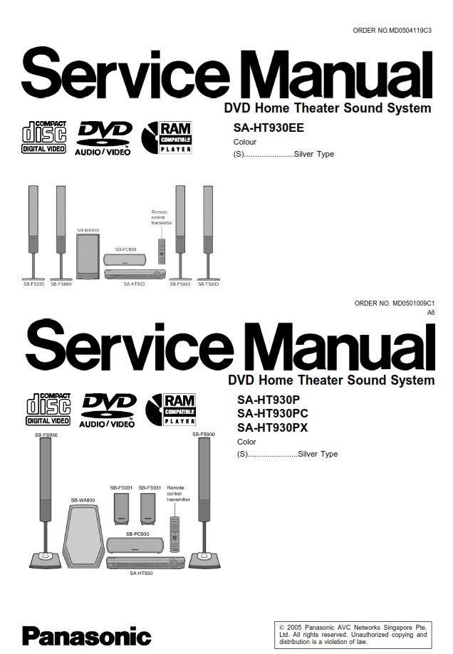 Panasonic SC-HT930 Service Manual PDF – SA-HT930 Repair Guide ...