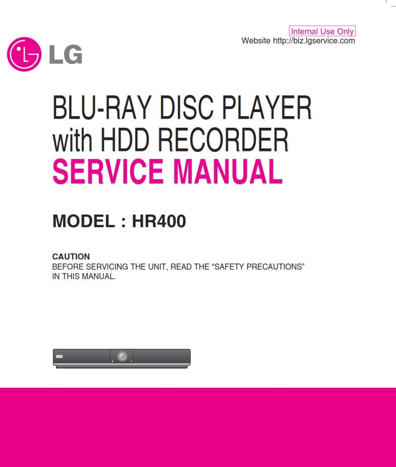 LG HR400 Blu Ray HDD Player Service Repair Manual