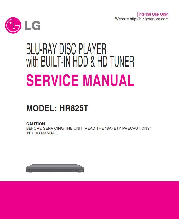 LG HR825T Blu Ray HDD Player Service Repair Manual