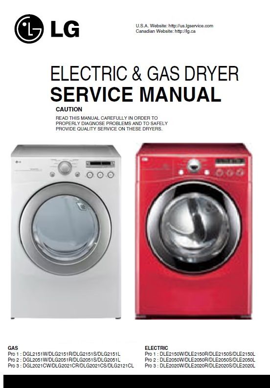LG DLE2050W DLE2050R DLE2050S DLE2050L dryer service manual