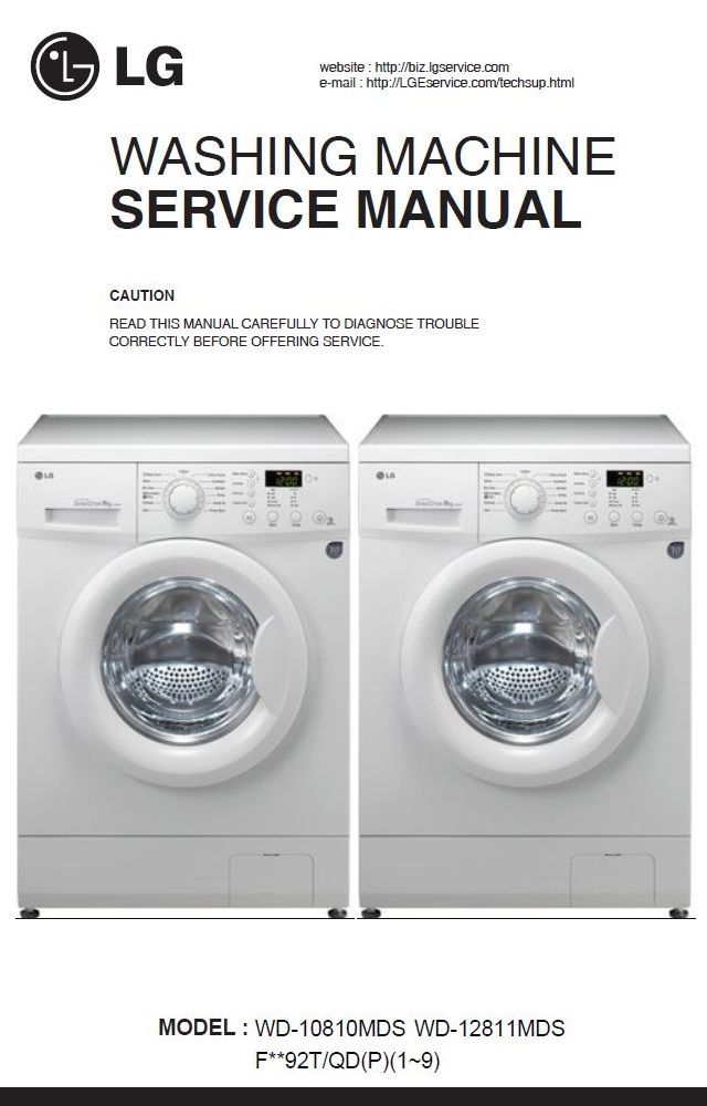 LG WD-10810MDS 12811MDS Washing Machine Service Manual and Repair Guide