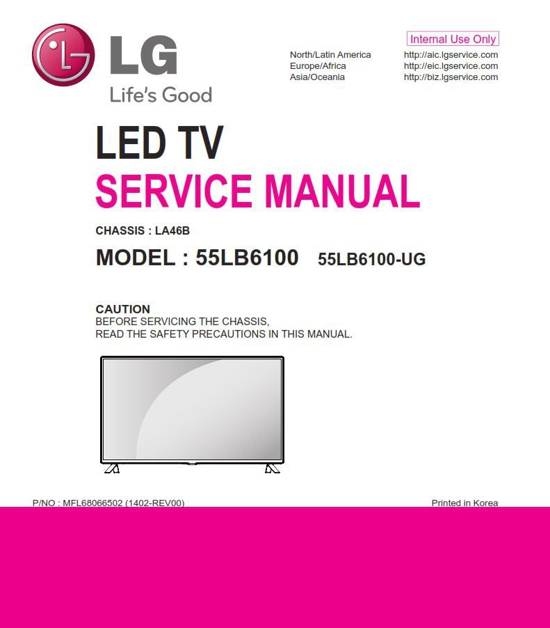 LG 55LB6100 Smart LED TV Service Repair Manual + Schematics