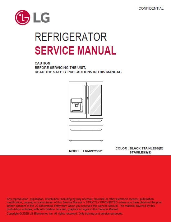 LG LRMVC2306S Refrigerator Service Manual and Repair Guide