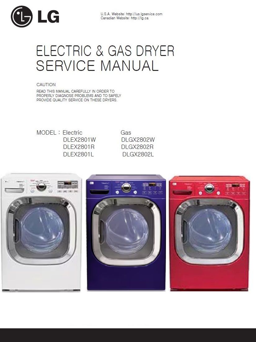 LG DLEX2801W DLEX2801R DLEX2801L Dryer Service Manual
