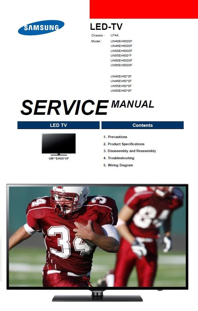 Samsung UN40EH6000F UN46EH6000F UN55EH6000F UN60EH6000F TV Service Manual