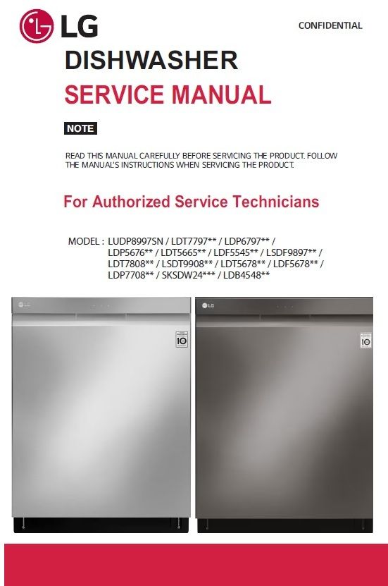 LG LDP7708ST LDP7708BD LSDT9908ST LSDT9908BD LDT7797BM Dishwasher ...