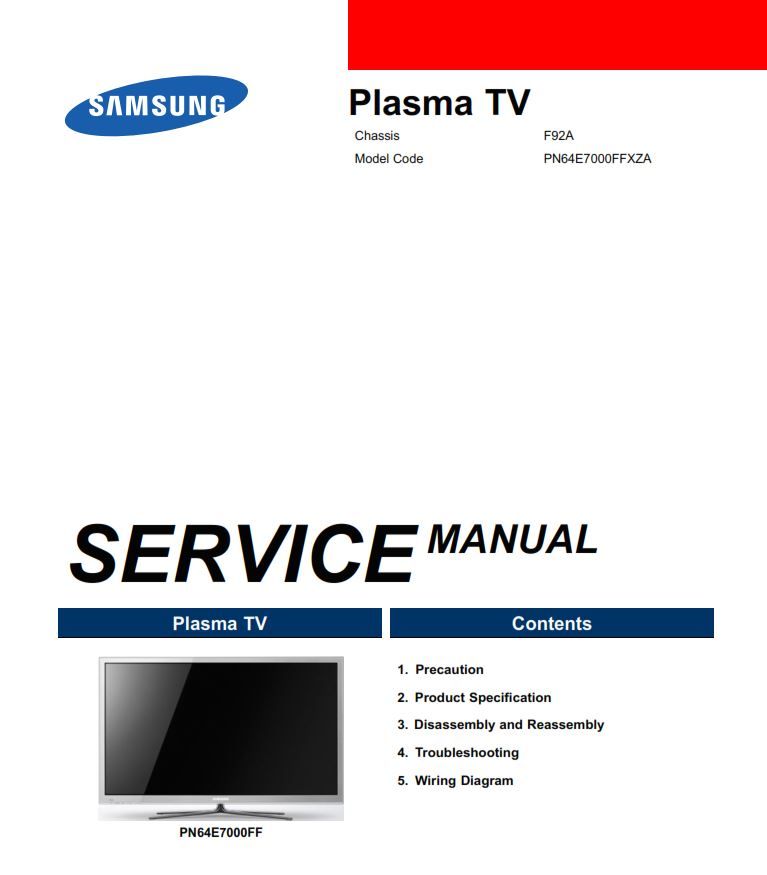 Samsung PN64E7000 PN64E7000FF TV Service Manual