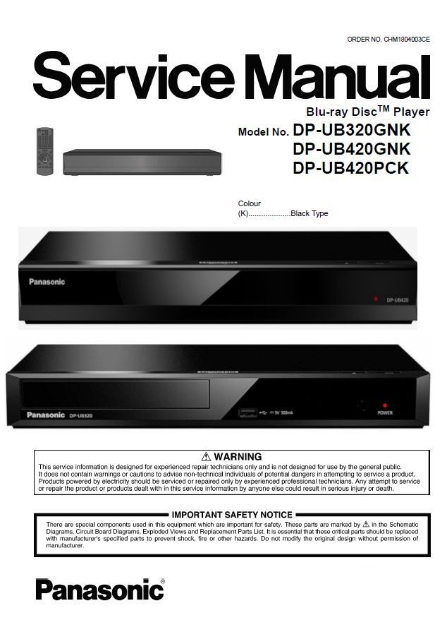 Panasonic DMP UB320 UB420 Service Manual