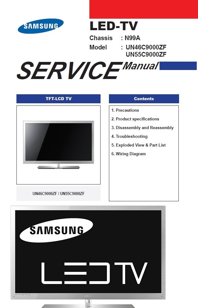 Samsung UN55C9000ZF UN46C9000ZV 3D LED TV Service Manu