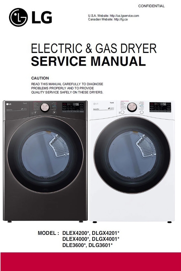 LG DLEX4000 DLGX4001 Dryer Service Manual