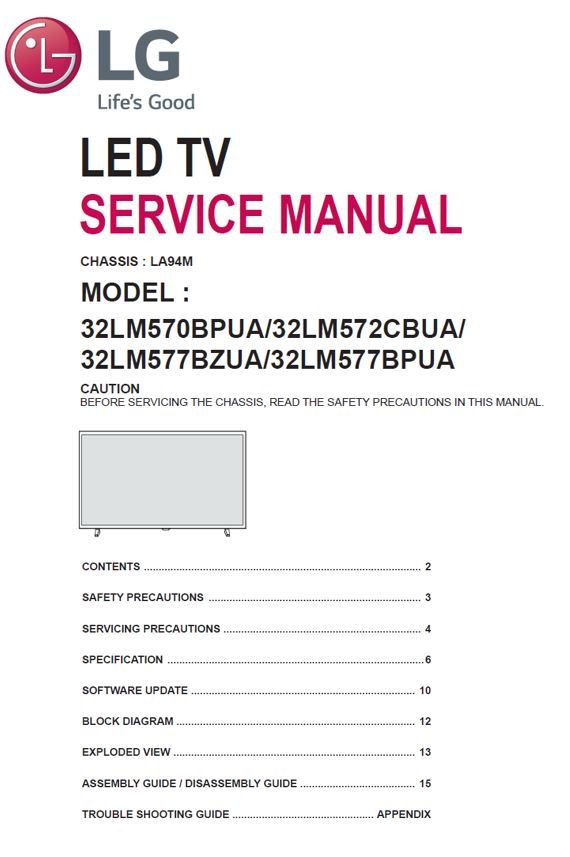 LG 32LM577BZUA 32LM577BPUA 4K UHD Smart TV Service Man