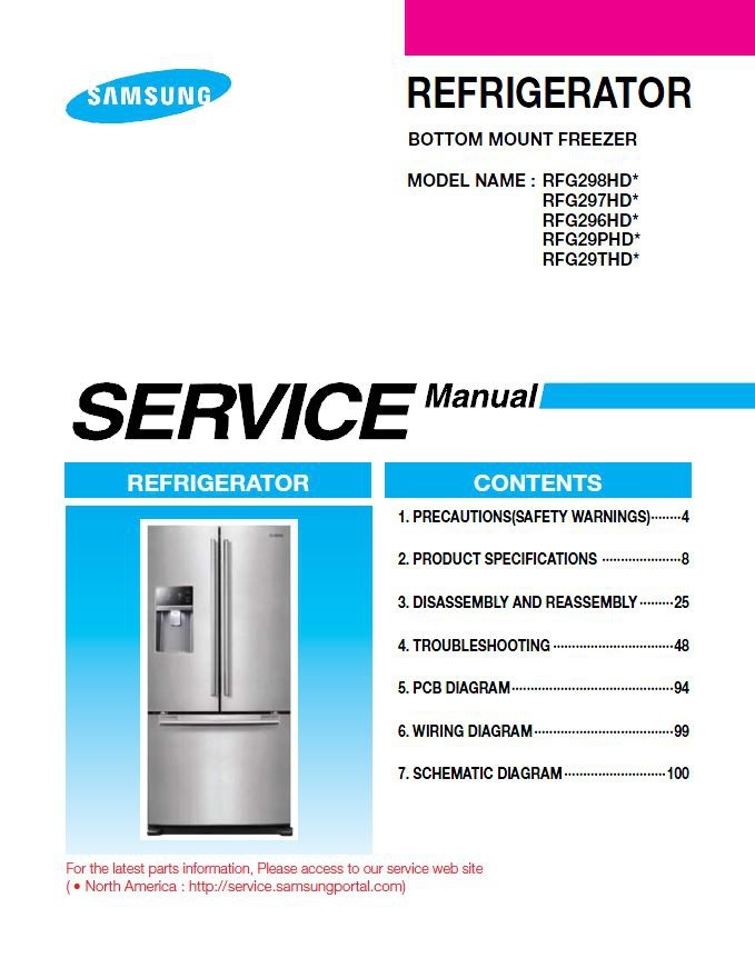 Samsung RFG29PHDRS RFG29PHDWP RFG29PHDPN Refrigerator