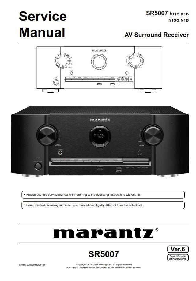 Marantz SR5007 AV Receiver Service Manual and Repair Guide