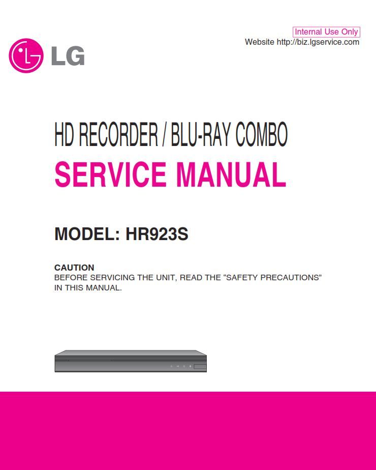 LG HR923S Blu Ray HDD Player Service Repair Manual