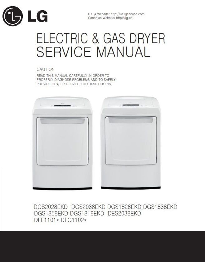 LG DLE1101W DLG1102W Service Manual & Repair Guide