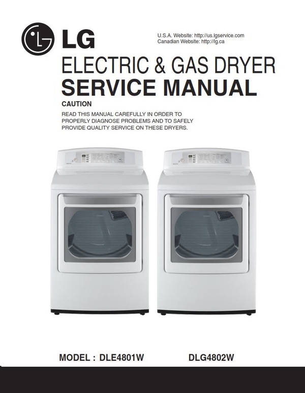 LG DLE4801W DLG4802W Dryer Service Manual