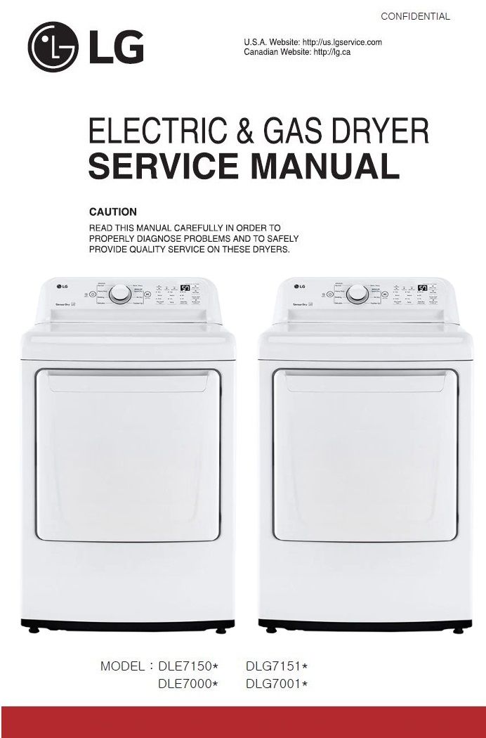 LG DLE7000 DLG7001 Dryer Service Manual