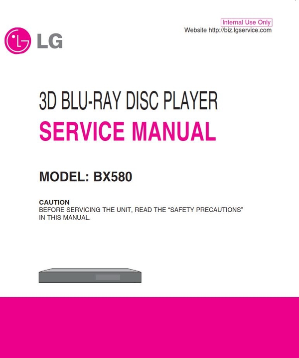 LG BX580 3D Blu Ray Player Service Repair Manual