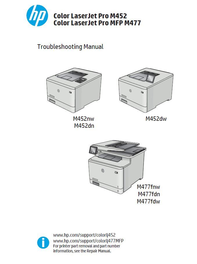 HP M452nw M452dn M452dw M377dw M477fnw M477fnw M477fdw Printer Service ...