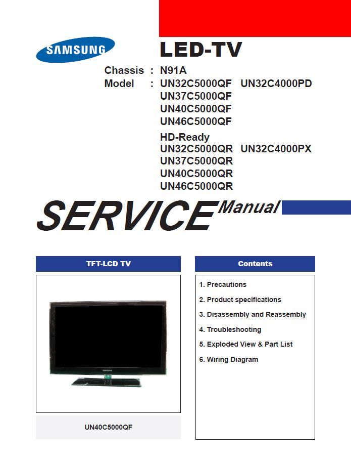 Samsung UN32C5000 UN40C5000 Service Manual PDF – TV Repair Guide N91A