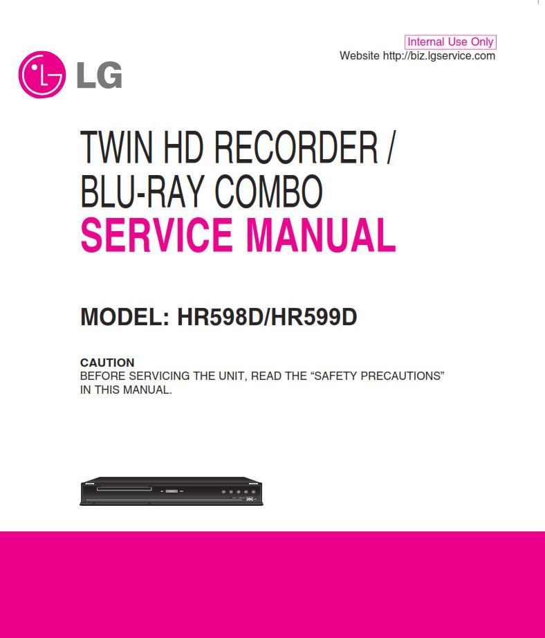 LG HR598D HR599D Blu Ray Recorder Service Repair Manual