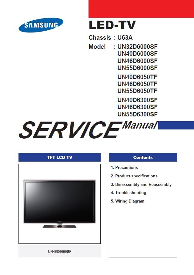 Samsung UN60D6000SF UN55D6000SF UN46D6000SF UN40D6000SF UN32D6000SF TV ...