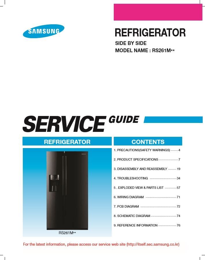 Samsung RS261MDRS Refrigerator Service Manual and Repair Instructions