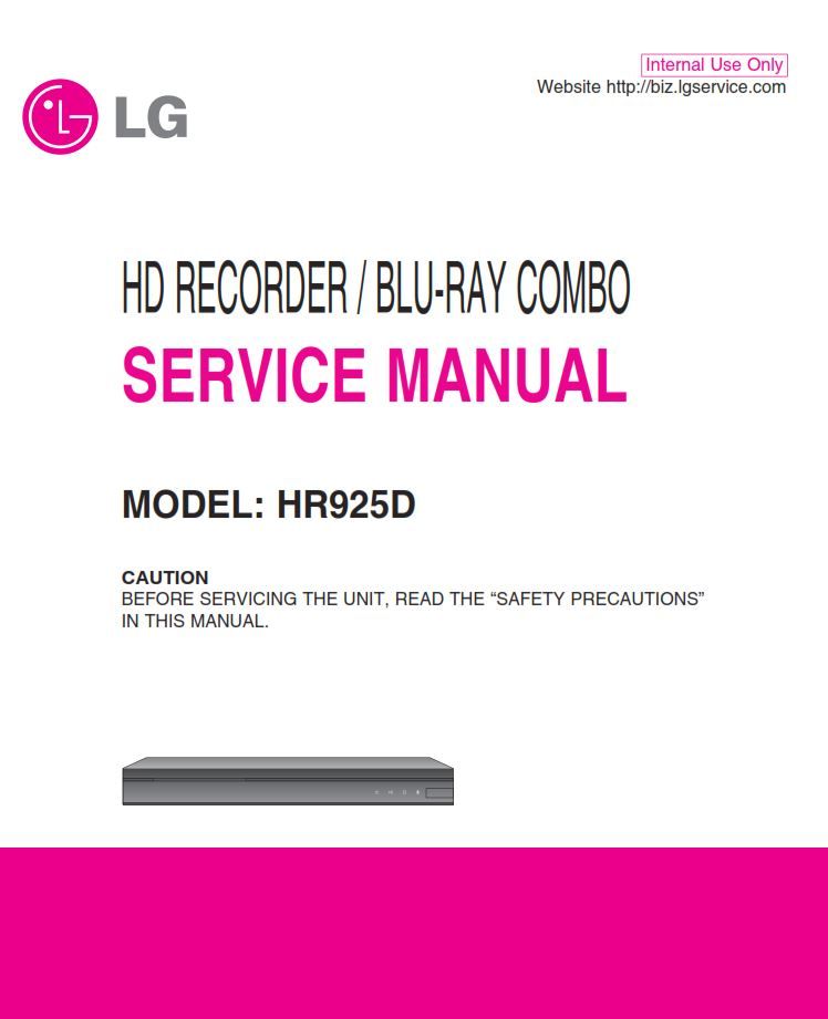 LG HR925D Blu Ray HDD Player Service Repair Manual