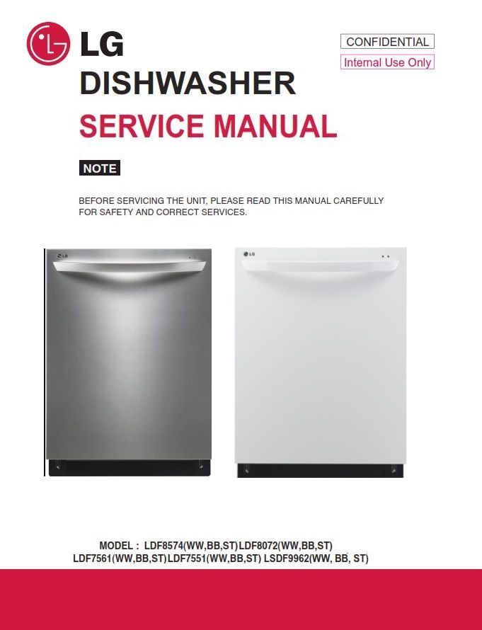 LG LDF8072ST LDF8574ST LDF7561ST LDF7551ST LDF7551WW Dishwasher Service ...