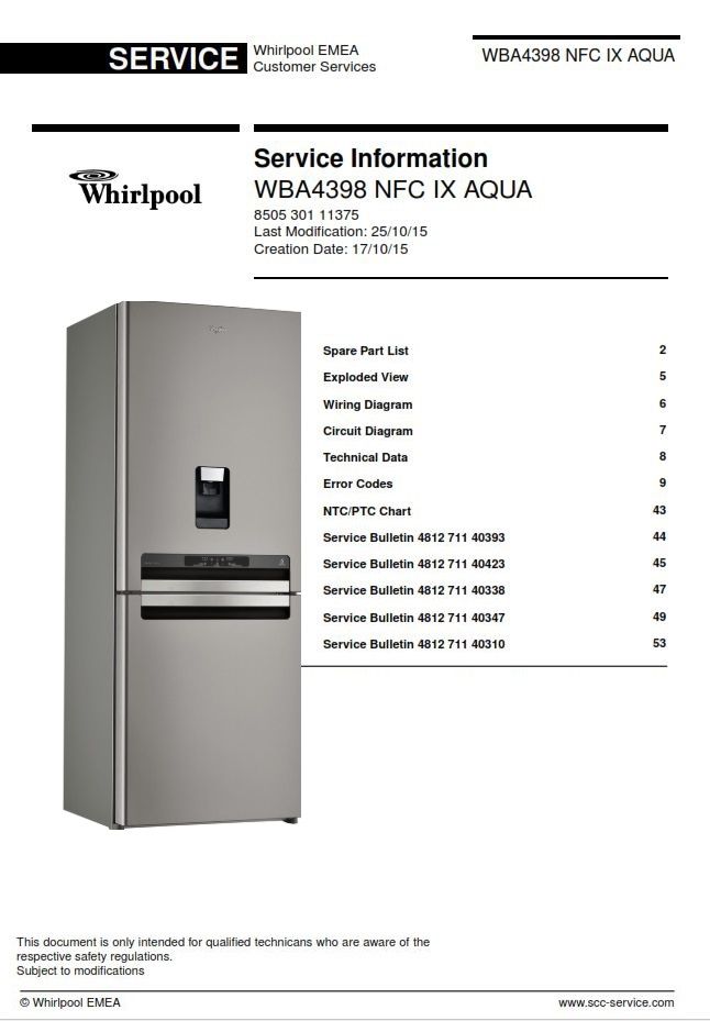Whirlpool WFW5620HW Front Load Washer Service Manual