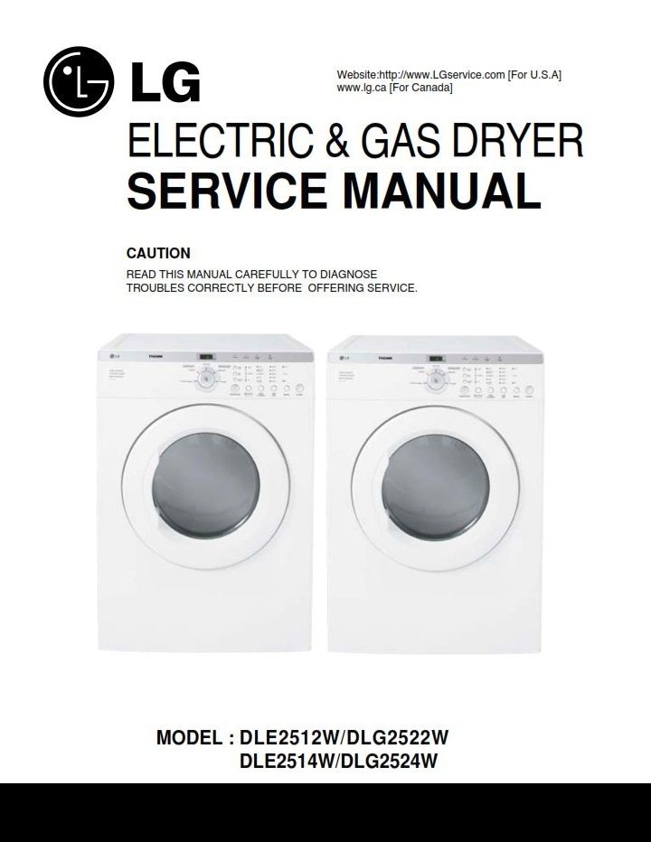 LG DLE2512W DLG2522W DLE2514W DLG2524W Dryer Service Manual