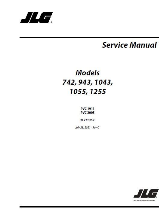 JLG 742 943 1043 1055 1255 Telehandler Service Manual