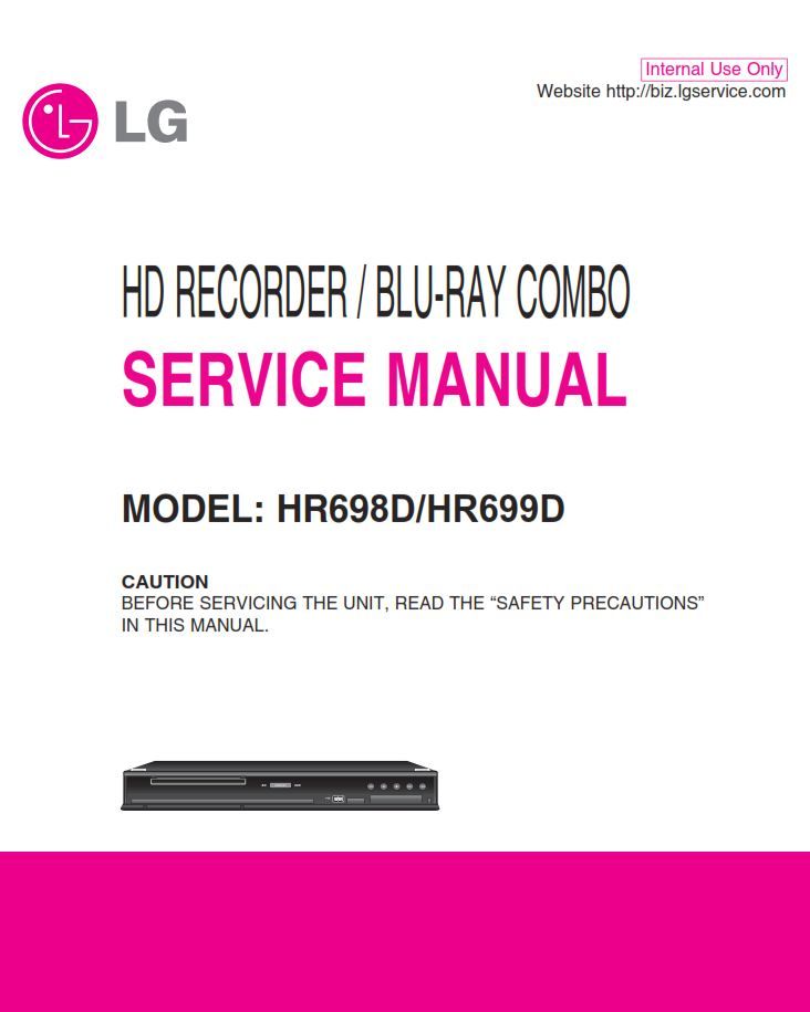 LG HR698D HR699D Blu Ray Recorder Service Repair Manual