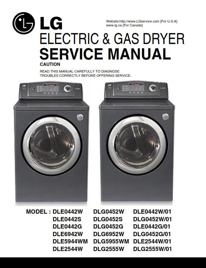 LG DLE0442G DLG0452G DLE0442G Dryer Service Manual and Repair Guide