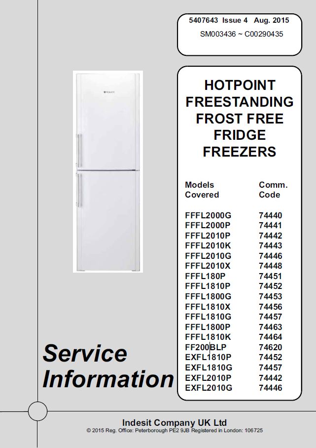 Hotpoint FFFL2000 FFFL2010 FFFL1800 FFFL1810 FFFL180 FF200 Service Manual