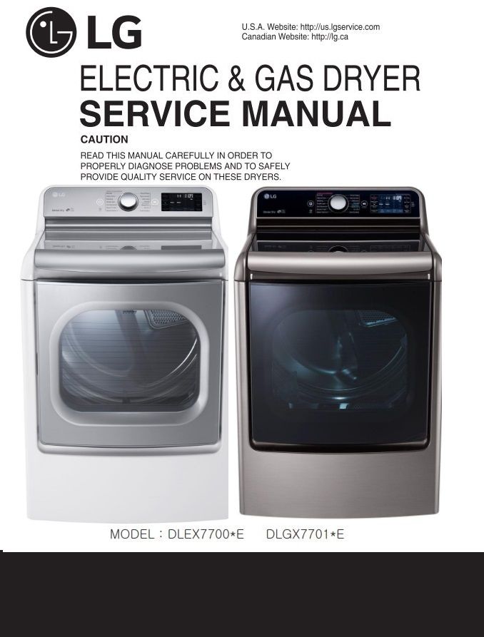 LG DLEX7700VE DLEX7700WE DLGX7701WE DLGX7701VE Dryer Service Manual
