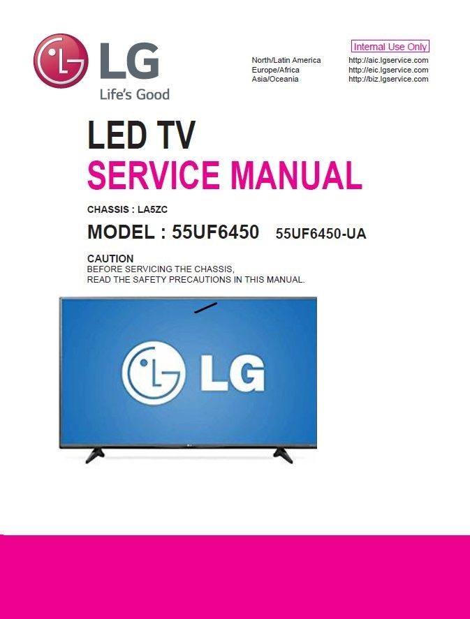 LG 55UF6450 UA 3D 4K LED TV Service Manual + Schematics