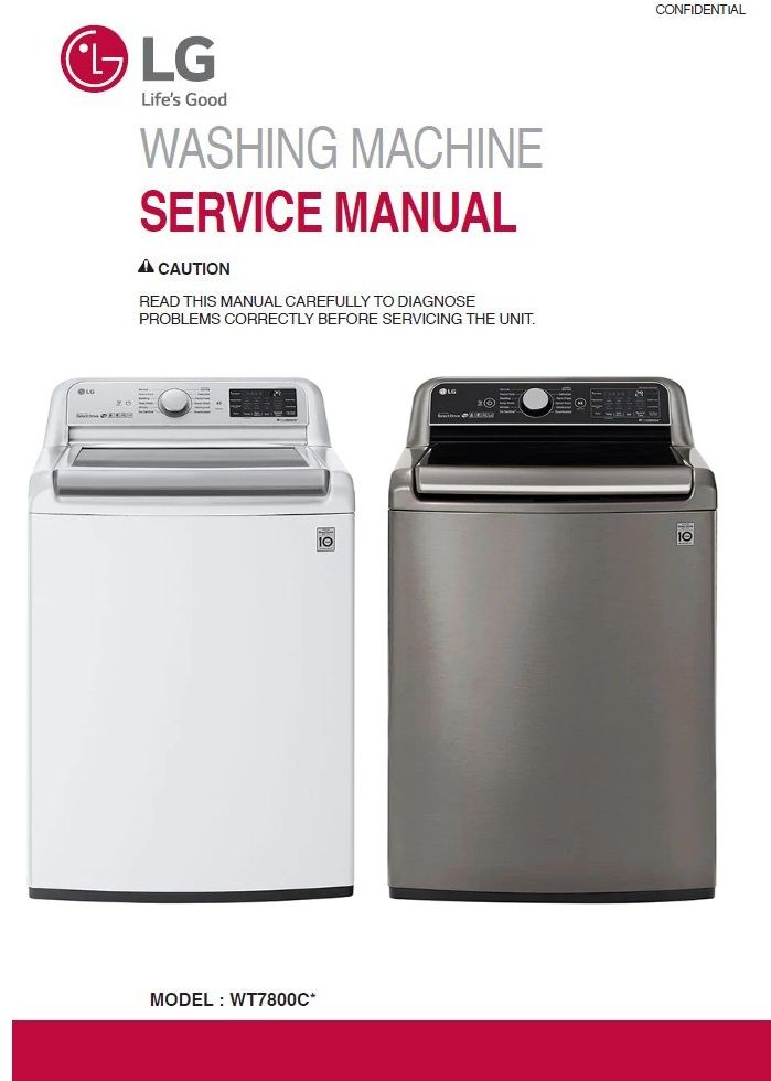 LG WT7800CW WT7800CV Washing Machine Service Manual and Repair Guide